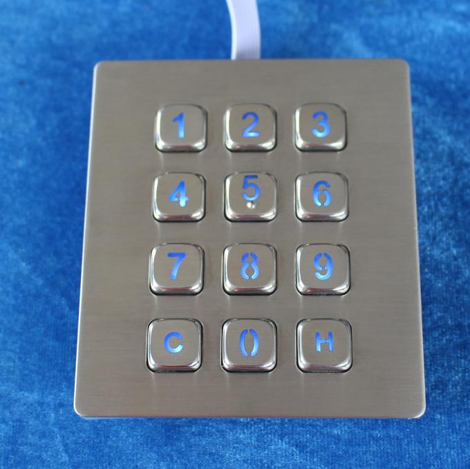 Ip67 Backlit Metal Keypad 4x3 12 Keys Customizable Layout Matrix Interface